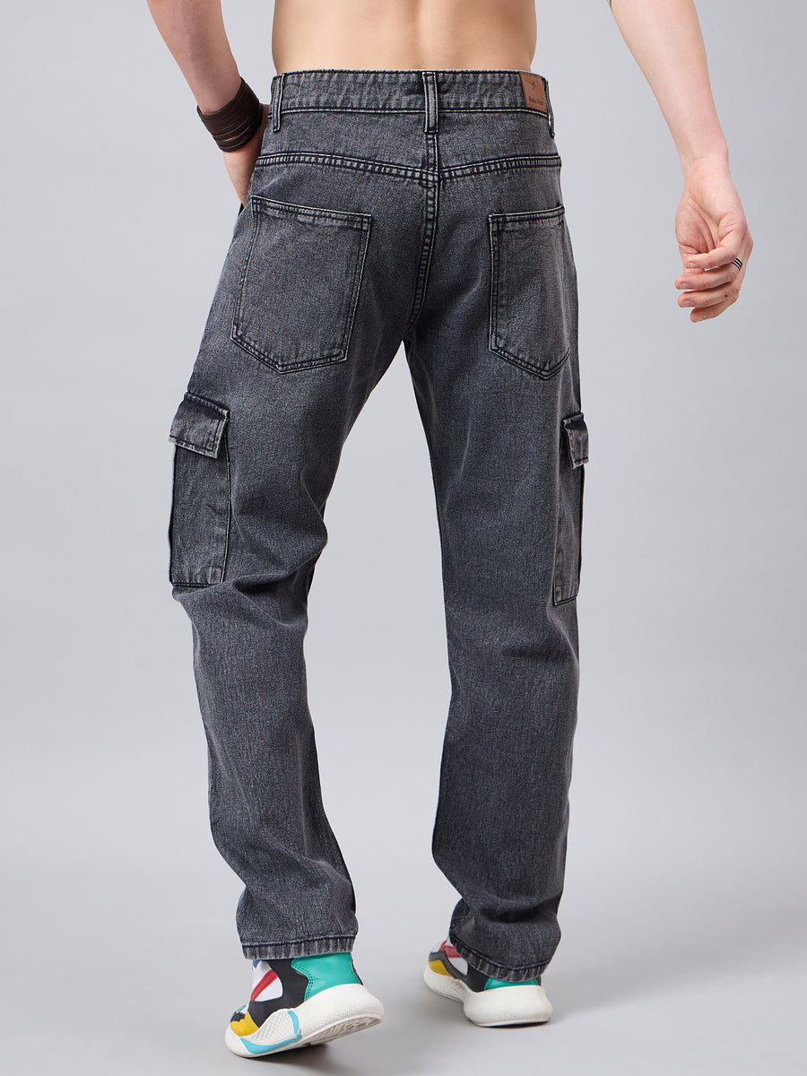Studio Nexx Men's Grey Baggy Denim Cargo|Cargo Pants For Men|Cargo Pants