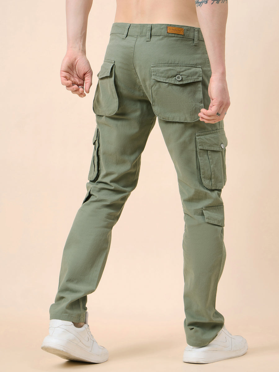 Studio Nexx Men's Light Green Cotton Cargo Trousers|Men's Light Green ...